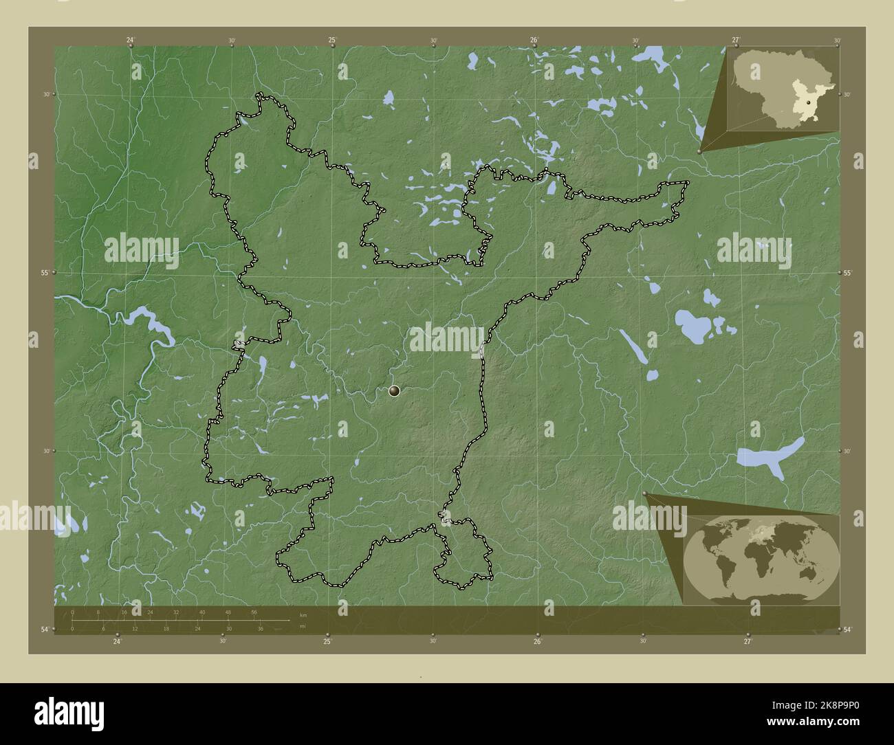 Vilniaus, county of Lithuania. Elevation map colored in wiki style with ...