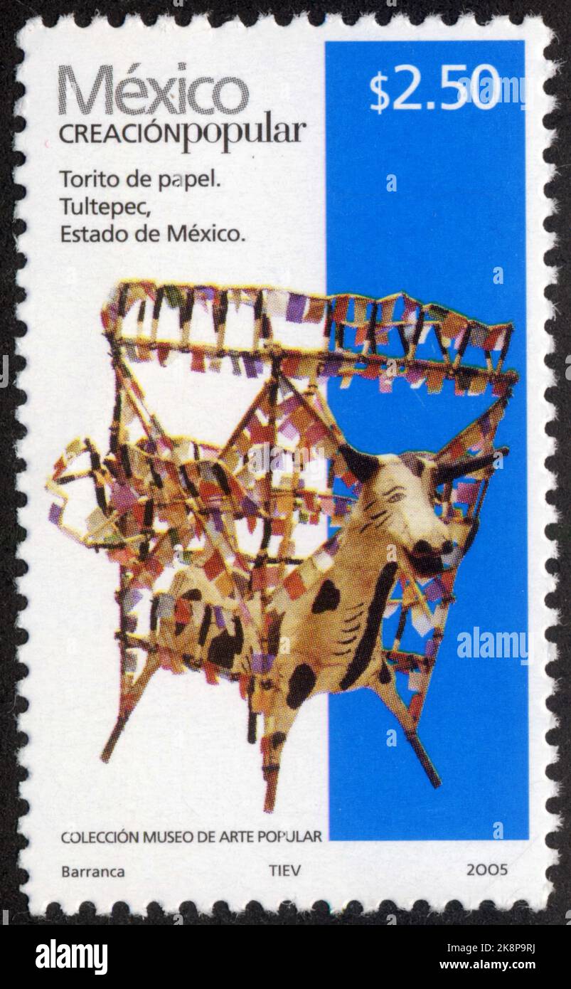 Timbre non oblitéré Mexico, Creacion popular, Torito de papel, Tultepec ...