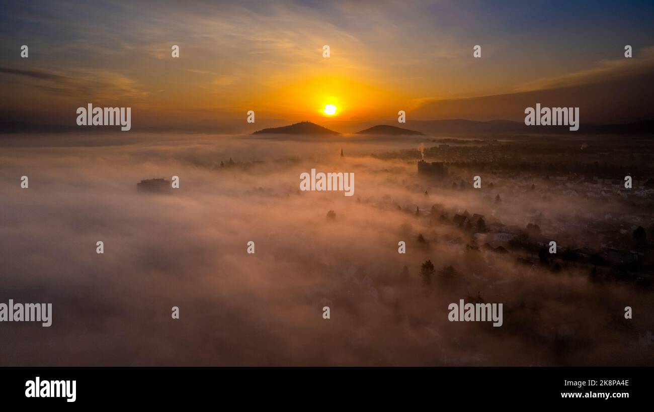 Mountains cloud inversion sunset aerial hi-res stock photography and ...