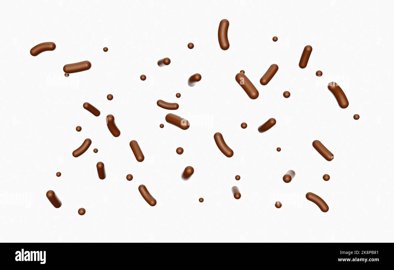 Chocolate sprinkle falling isolated white background 3d illustration ...