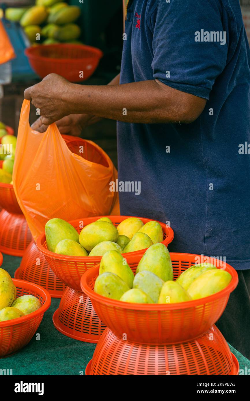 Selling fresh mangoes at the stall Stock Photo - Alamy