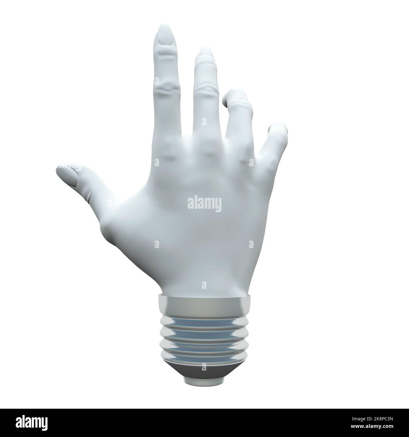 Light bulb in Human's hand shape. 3D rendering Stock Photo - Alamy