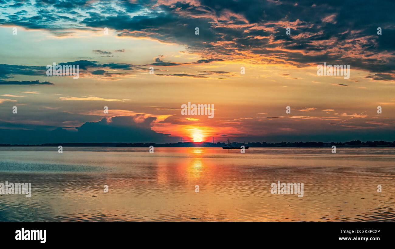 A view of the faro bridge at sunset as veiwed from stubbekoping in ...