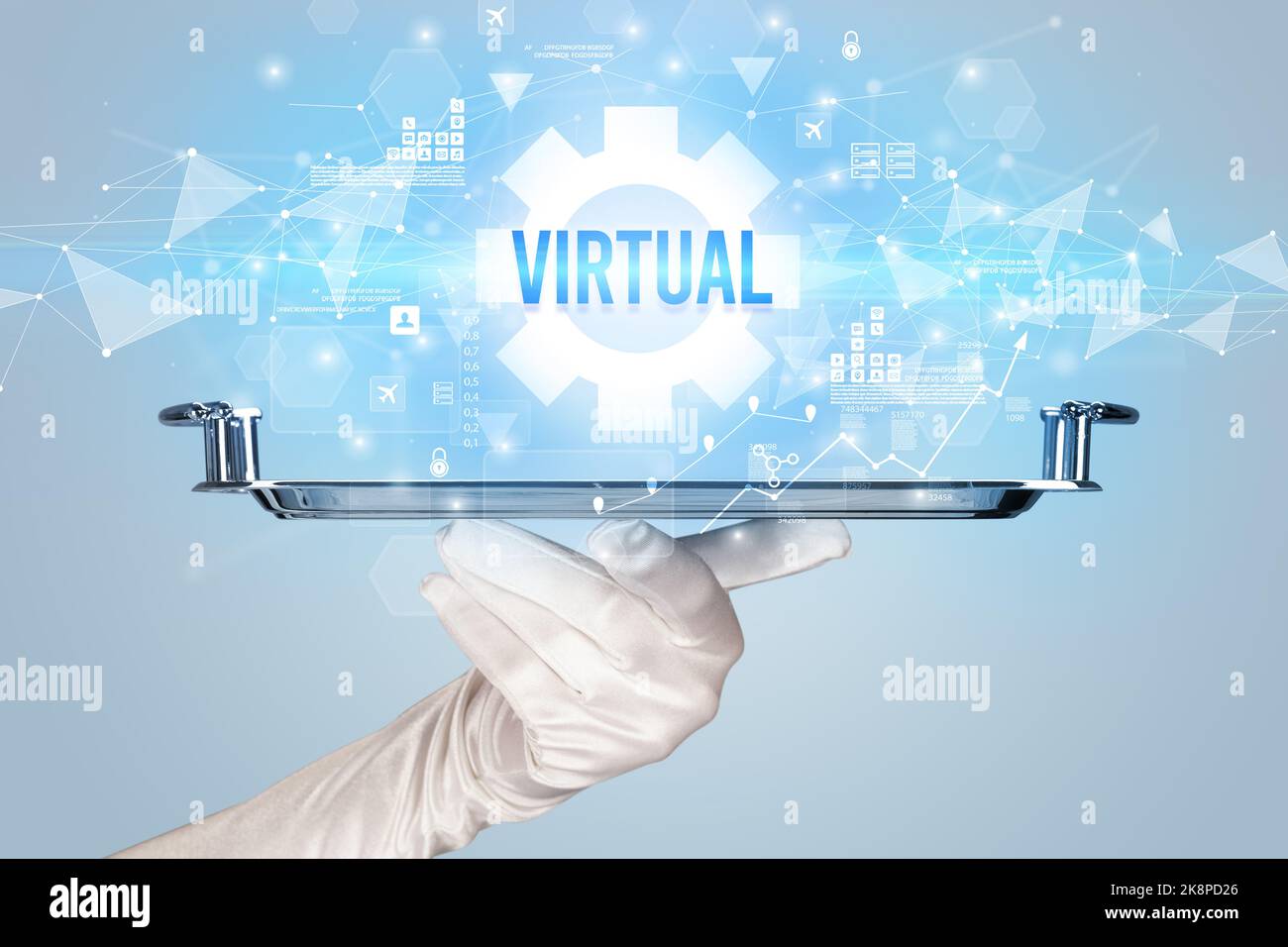 Waiter serving new technology concept Stock Photo - Alamy