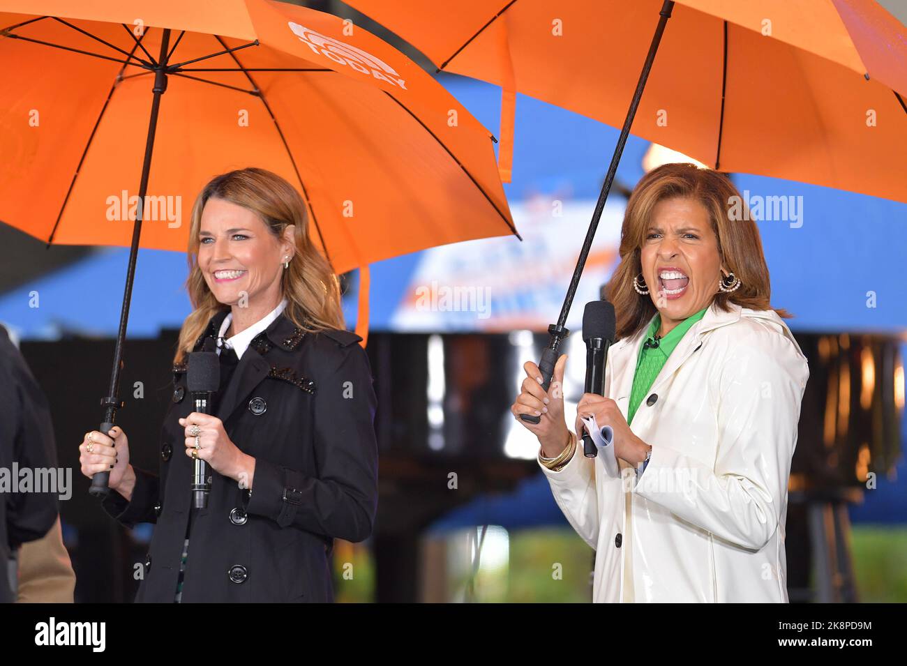 (L-R) TV broadcasters Savannah Guthrie and Hoda Kotb seen onstage ...