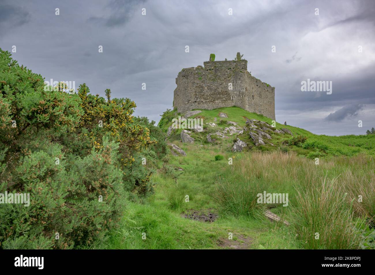 The Tioram Castle on a cloudy day in Eilean Tioram, Scotland Stock ...