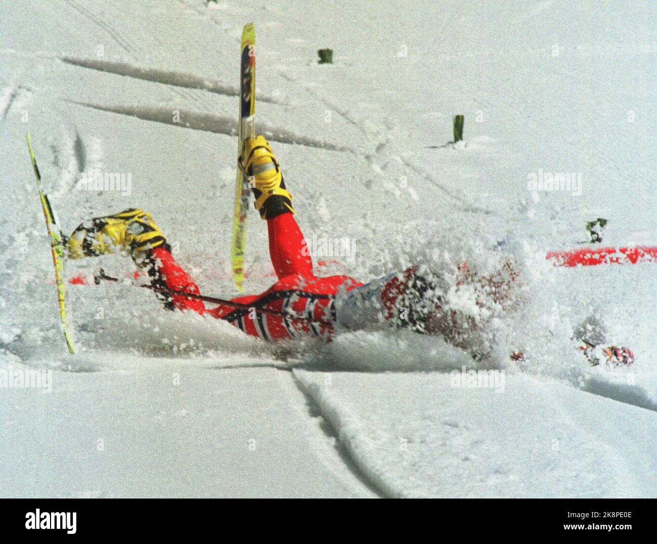 Olympic Nagano 199802: A completely worn out Bjørn Dæhlie finishes 50 ...