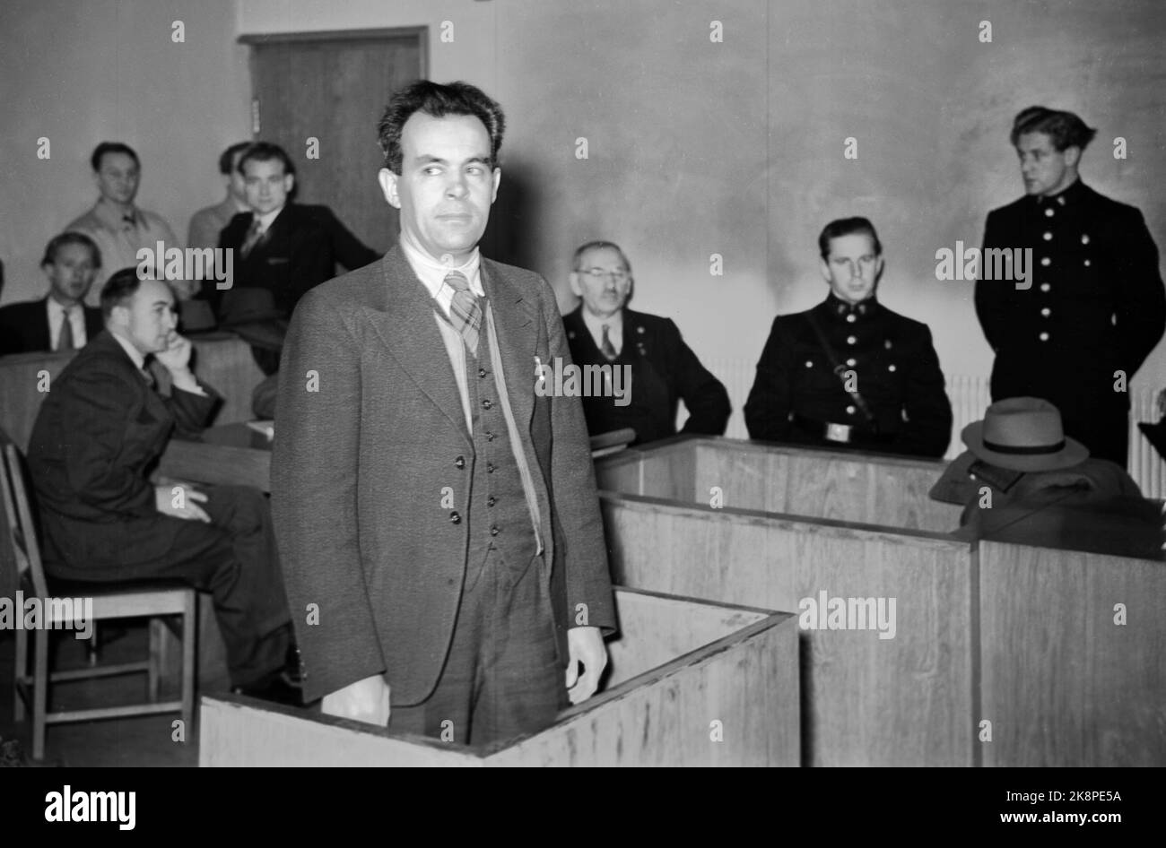Oslo November 1946. Trial. Editor Toralf Fanebust and editor Asmund ...