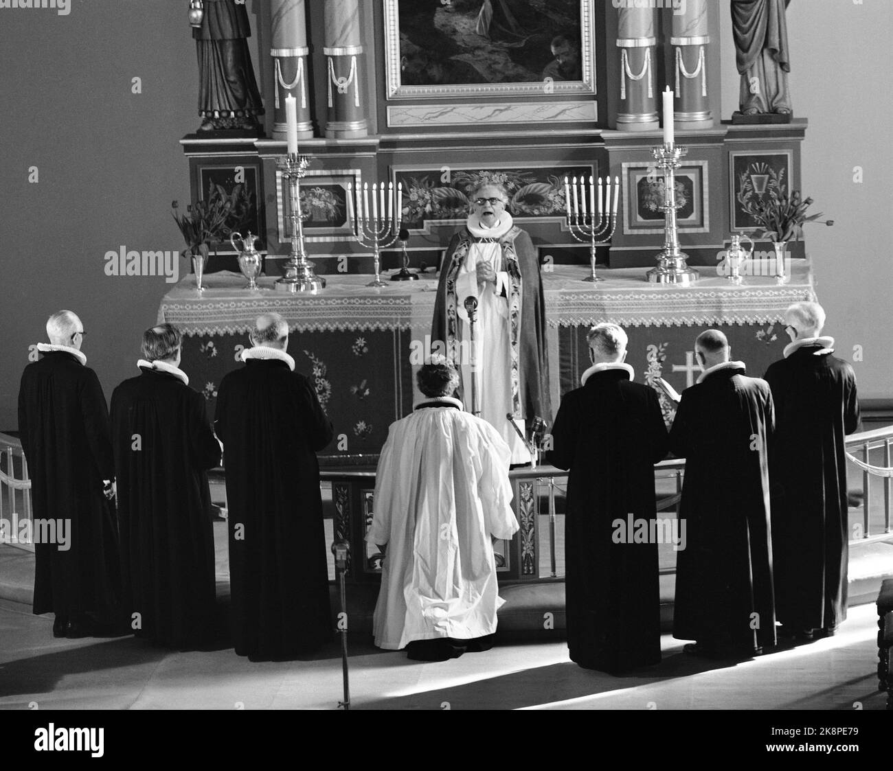 1961 bishop kristian schjelderup makes the ordination photo hi-res ...