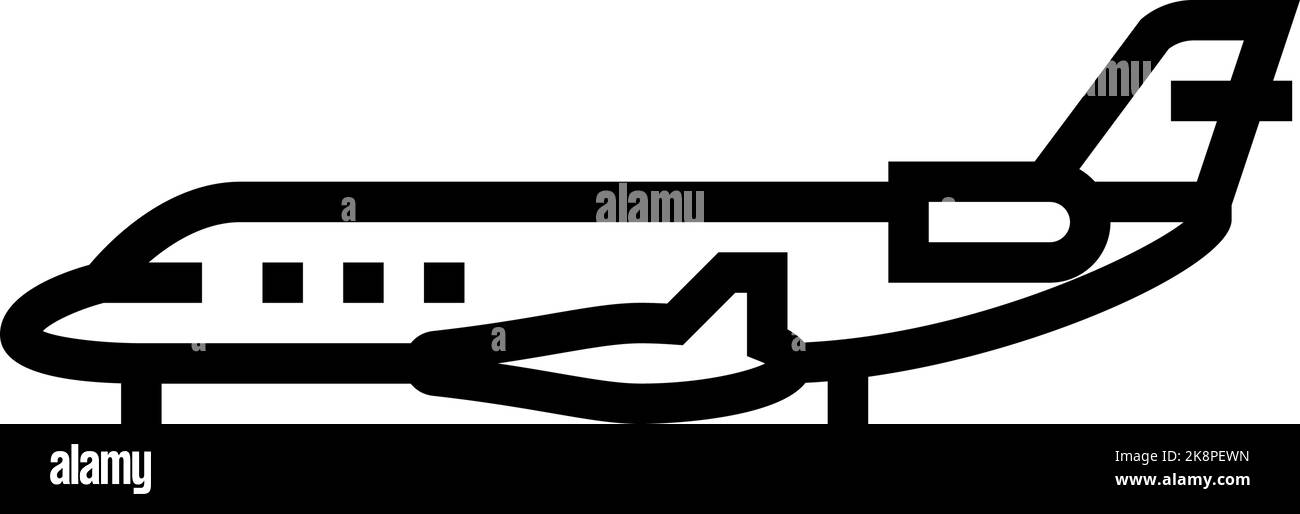 private jet airplane aircraft line icon vector illustration Stock ...