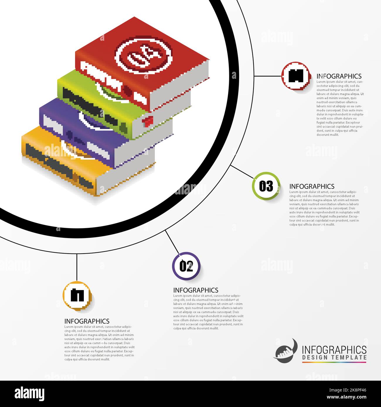 Infographics template. Education concept with books. Vector ...