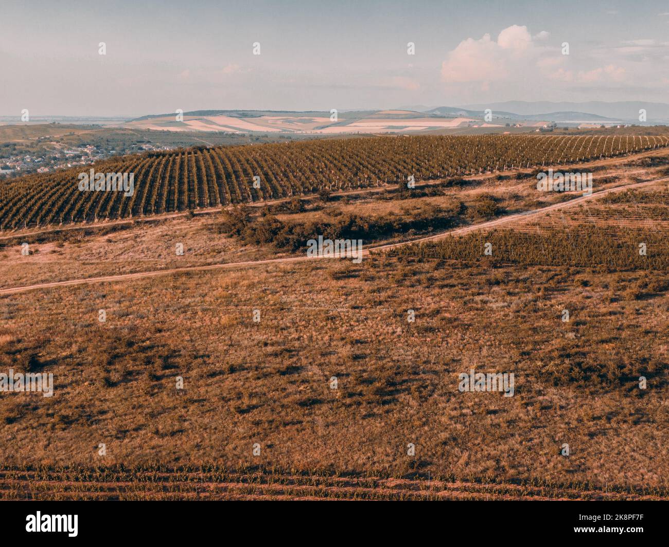 An aerial view of the plowed fields Stock Photo - Alamy