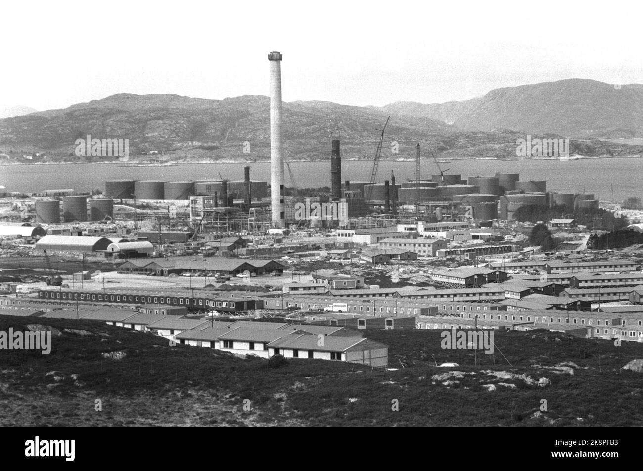 Mongstad 19740525. The first Norwegian -owned oil refinery rises at ...