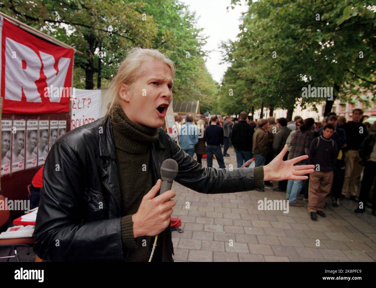 Oslo 19970913: Head of Rødelgallianse Aslak Sira Myhre from RV during ...