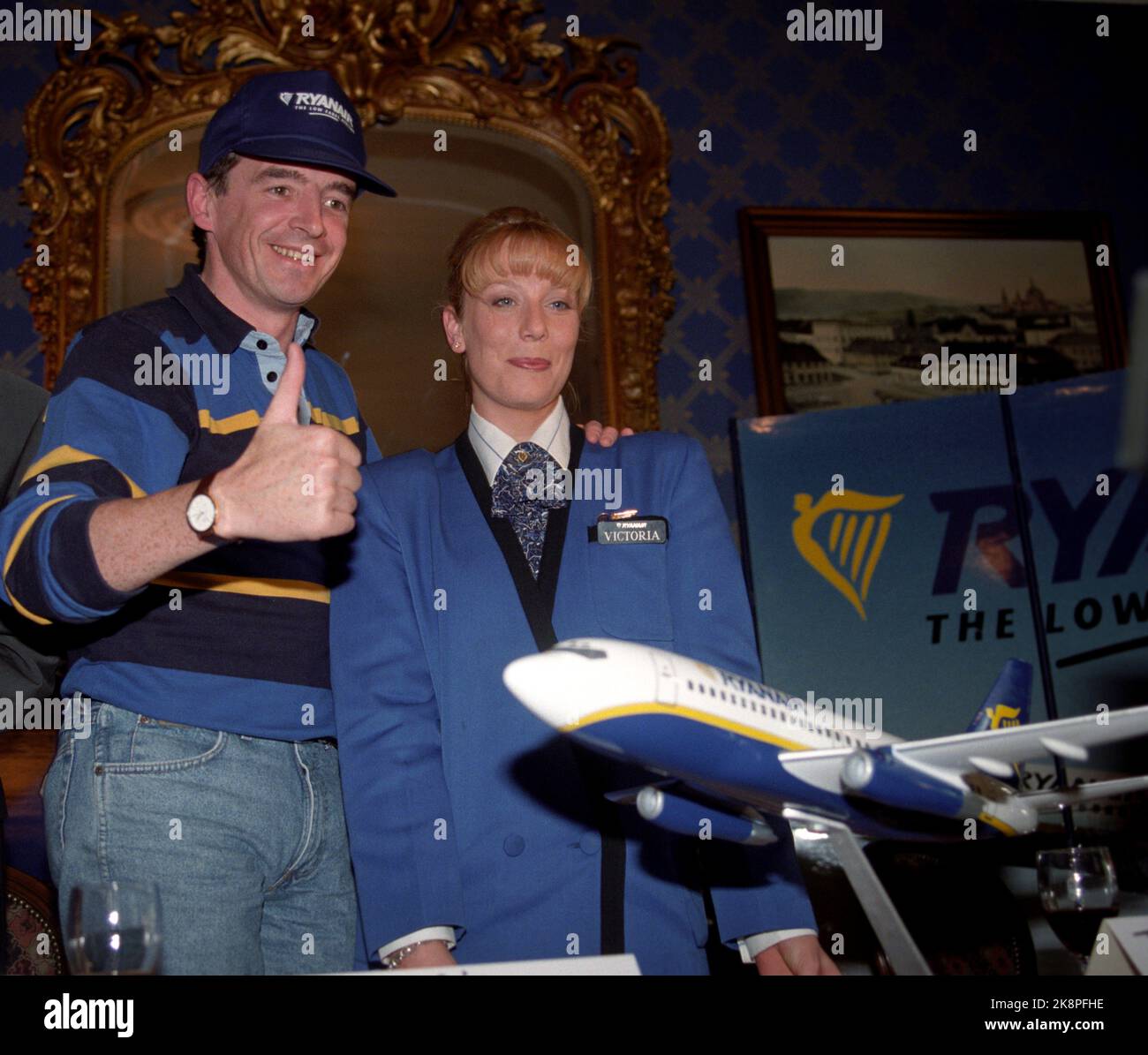 19970911 Owner and director of Ryanair, Michael O'Leary with a flight ...