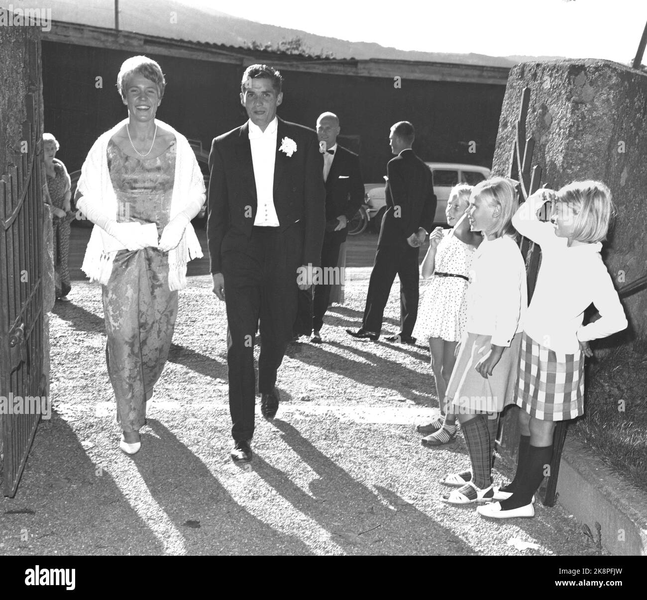 Hakadal 19660903. Skier Odd Martinsen and Hanne Henriksen marries in ...
