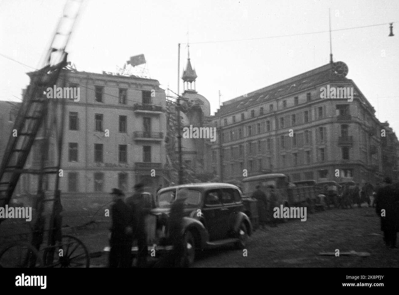 WW2 Oslo 19441231 The bomb attack on Oslo. Here from Victoria Terrace ...
