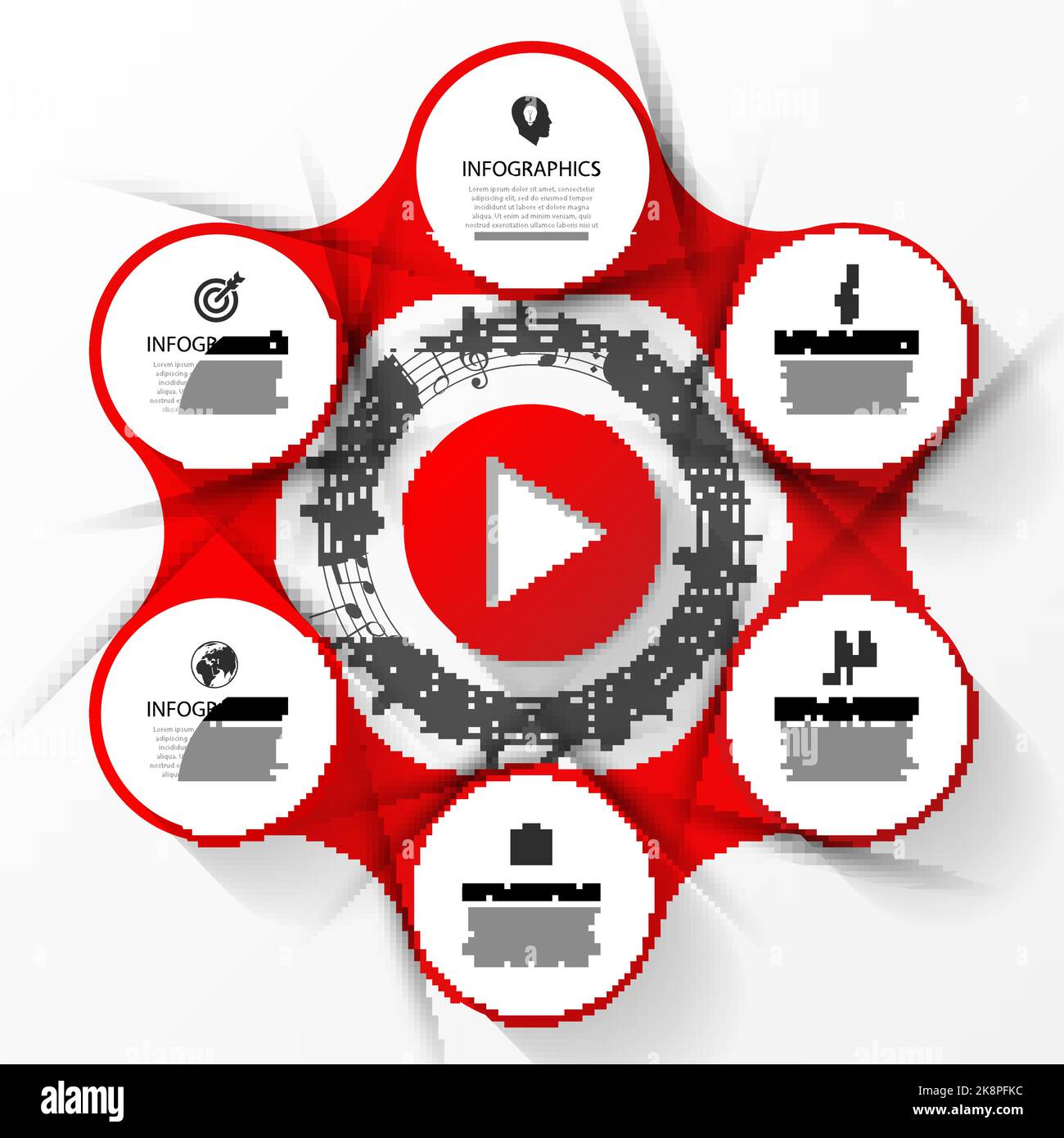 Infographic. Music concept. Colorful circle with icons. Vector ...