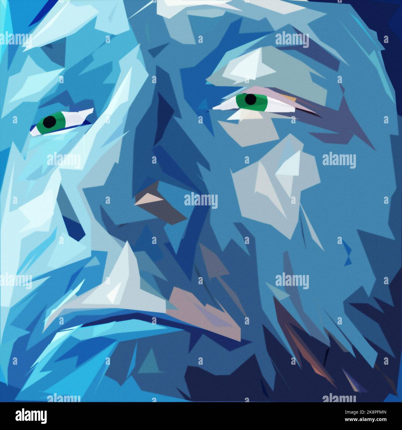 Abstract painting. Man's face in blue colors. 3D rendering Stock Photo ...