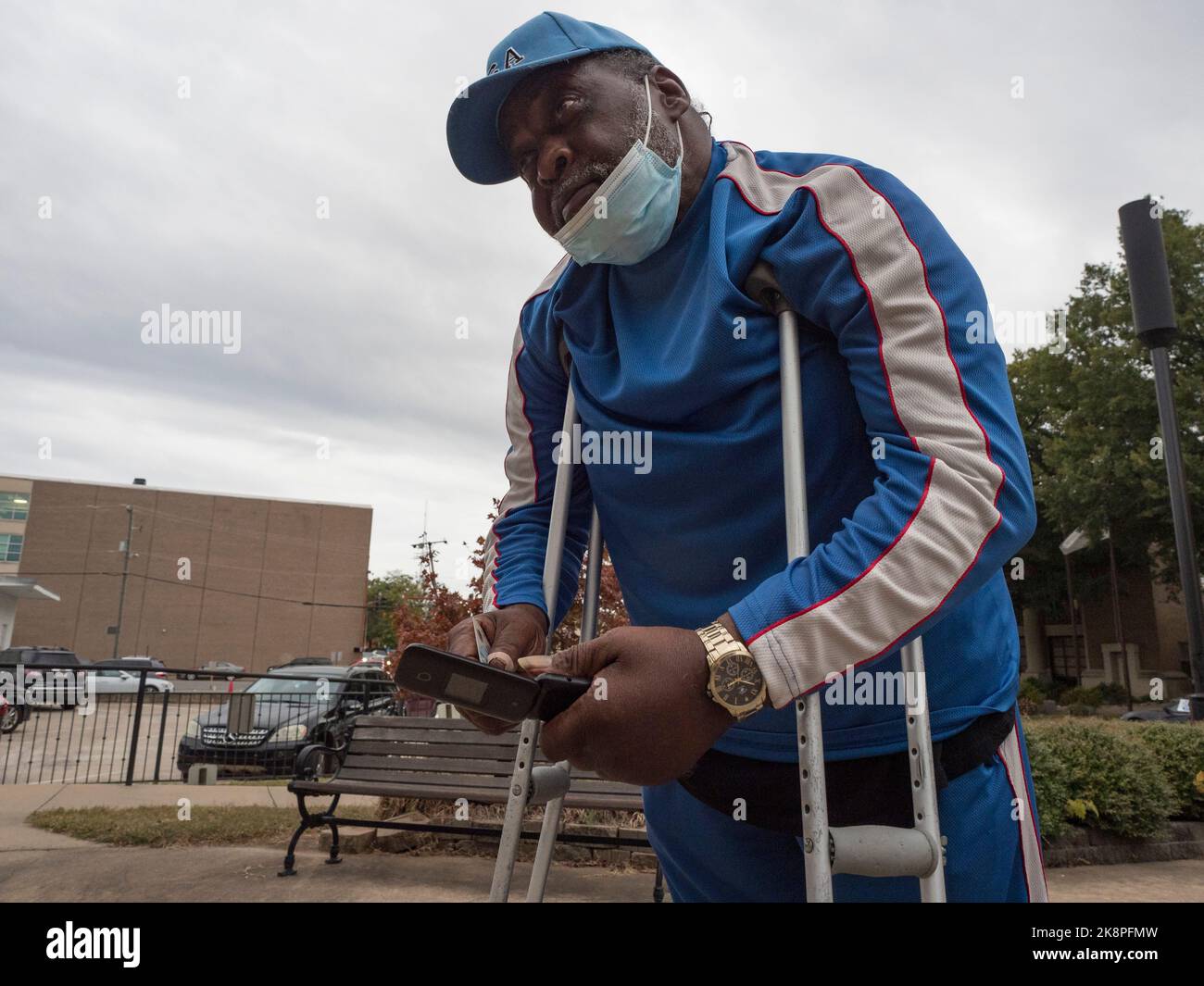Little Rock, Arkansas, USA. 24th Oct, 2022. Alvin Merriweather holds ...