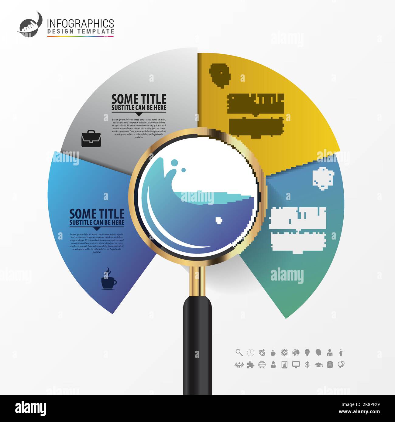 Infographic with a magnifying glass. Vector illustration Stock Vector ...