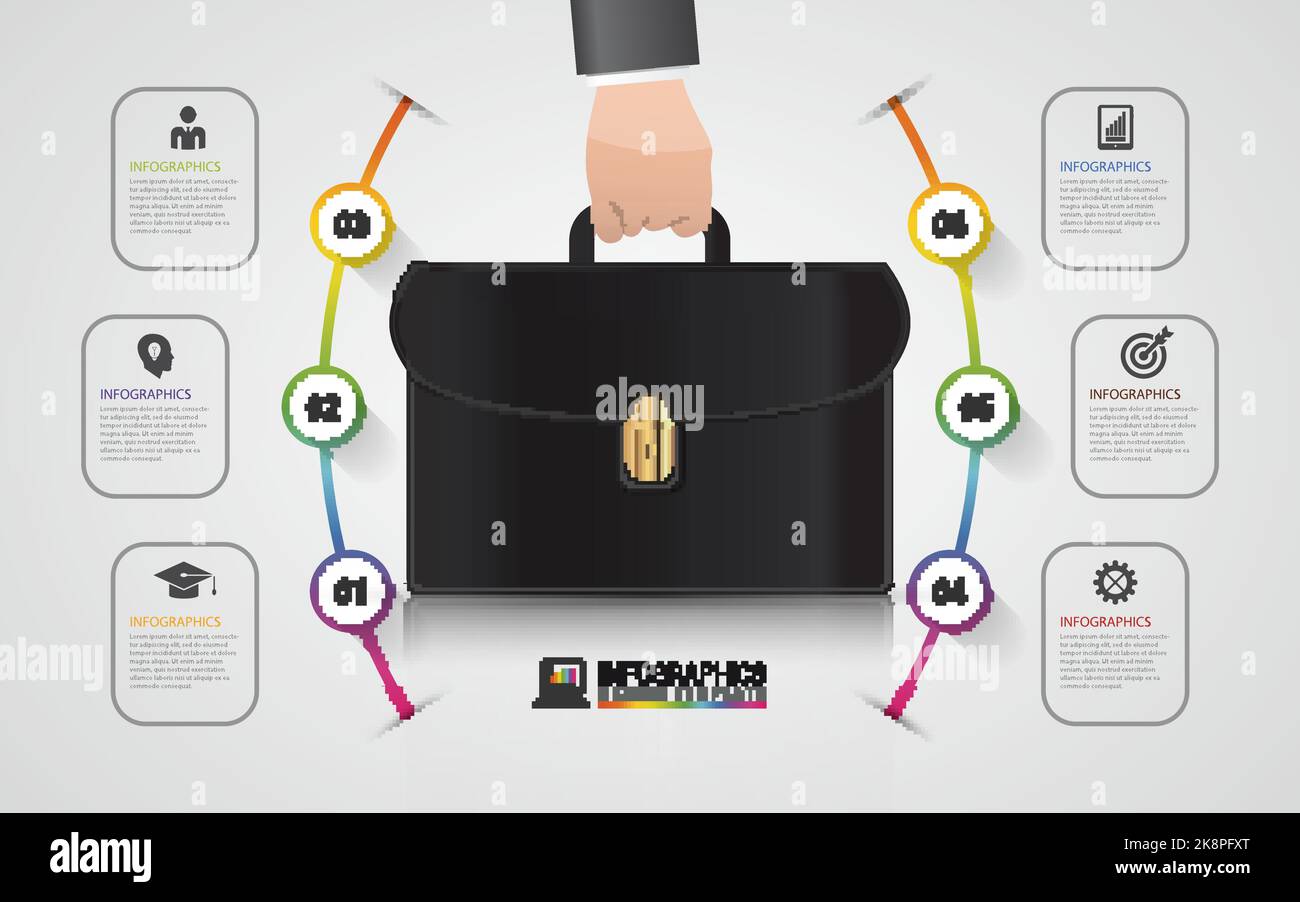 Infographic design template. Briefcase with icons. Vector illustration ...