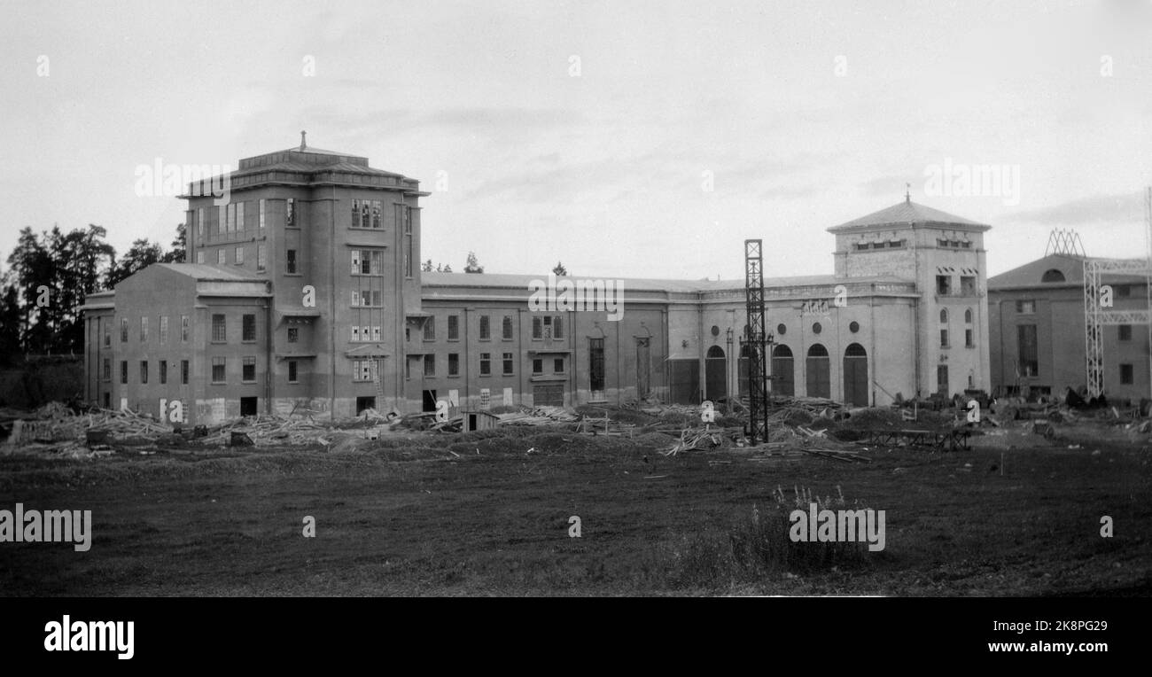 Oslo ca 1930 Smestad transformer station during construction. Exterior ...