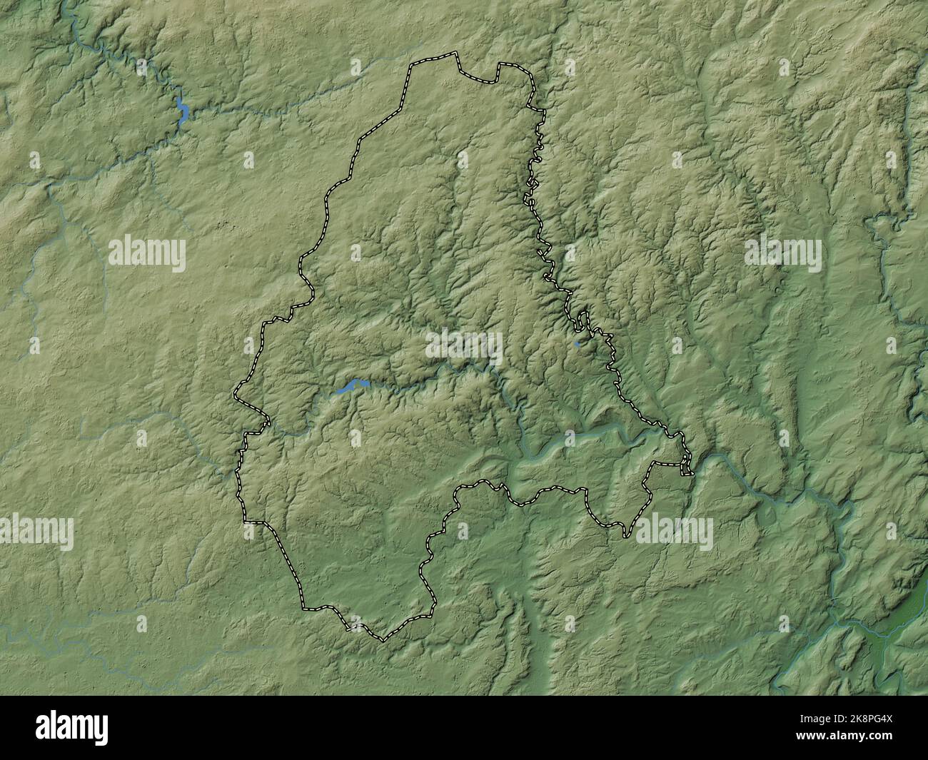 Diekirch, district of Luxembourg. Colored elevation map with lakes and rivers Stock Photo - Alamy