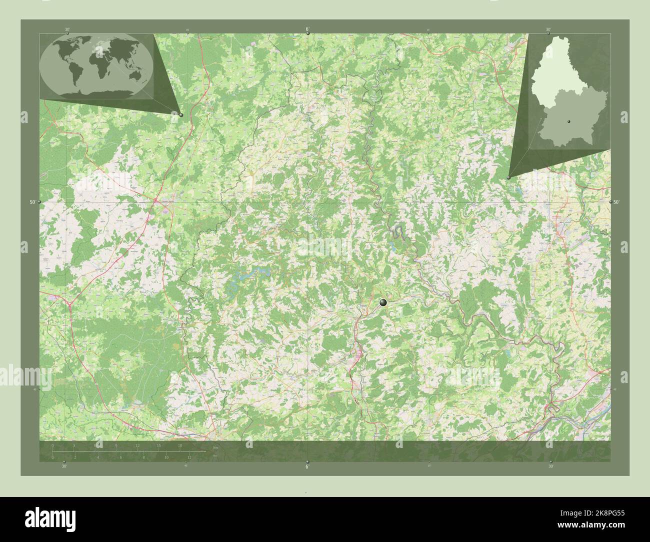 Diekirch, district of Luxembourg. Open Street Map. Corner auxiliary ...