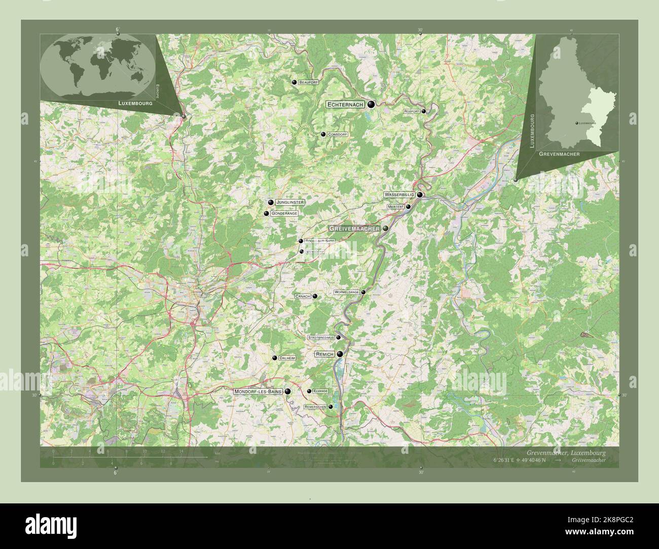Grevenmacher, district of Luxembourg. Open Street Map. Locations and ...