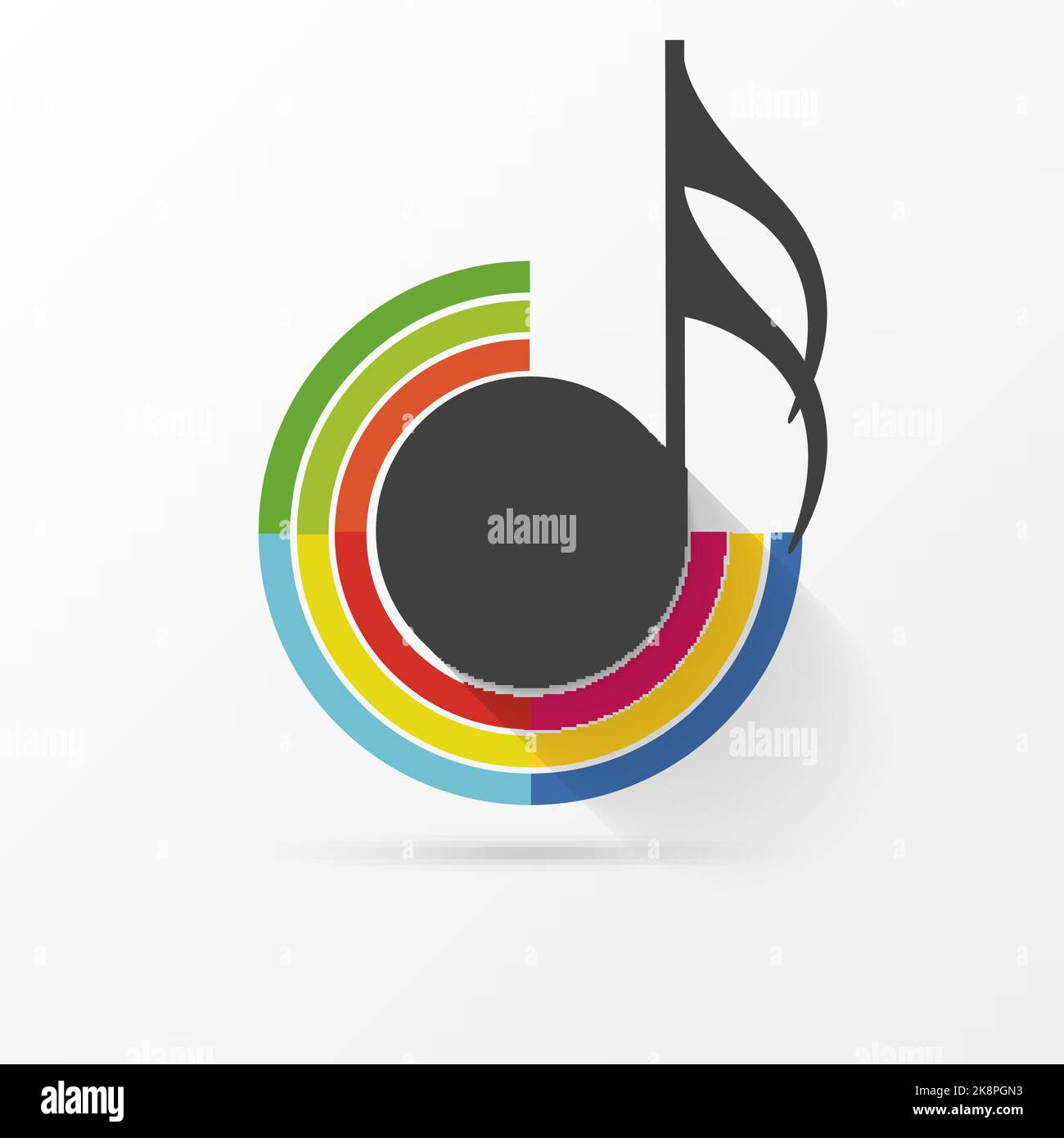 Music note Icon. Creative colorful style. Vector illustration Stock ...