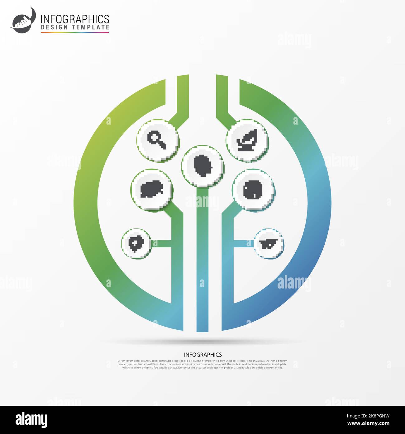 Technology connection concept. Infographic design template. Vector ...