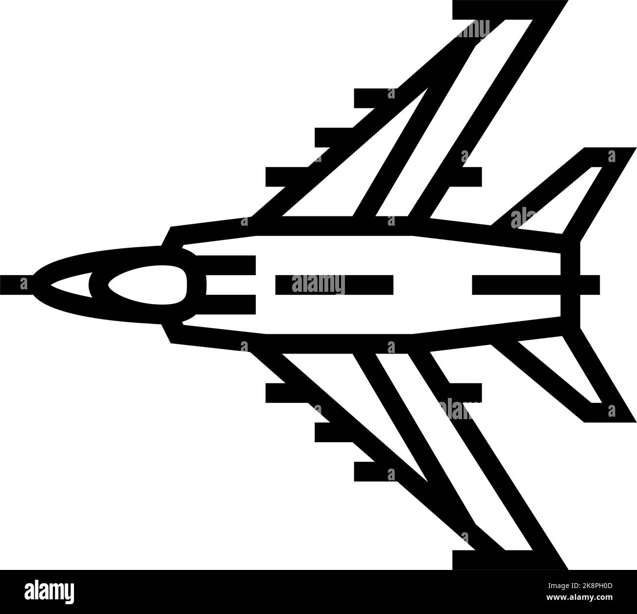 Military Airplane Aircraft Line Icon Vector Illustration Stock Vector