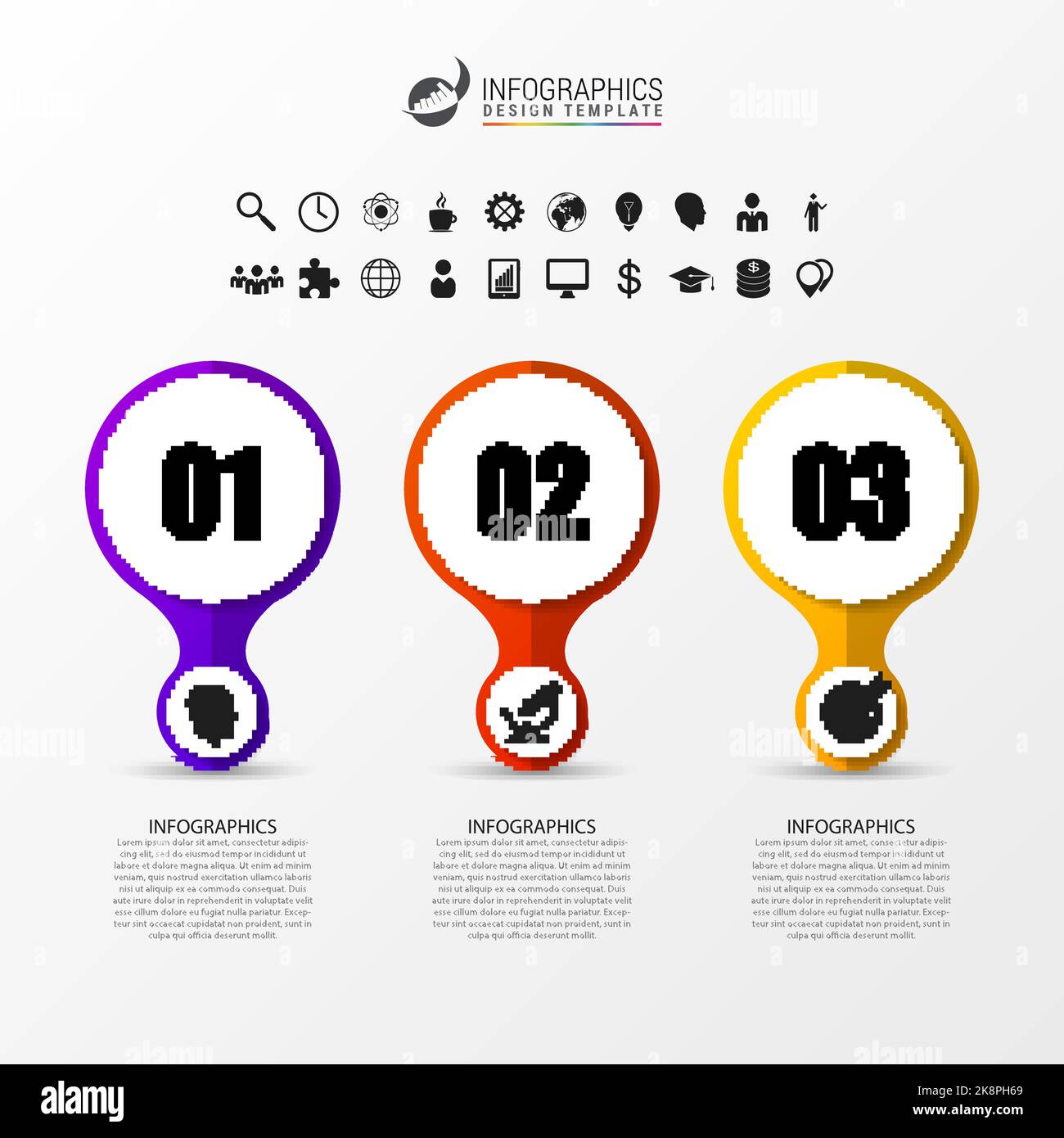 Infographic template. Diagram with 3 steps. Timeline concept. Vector ...
