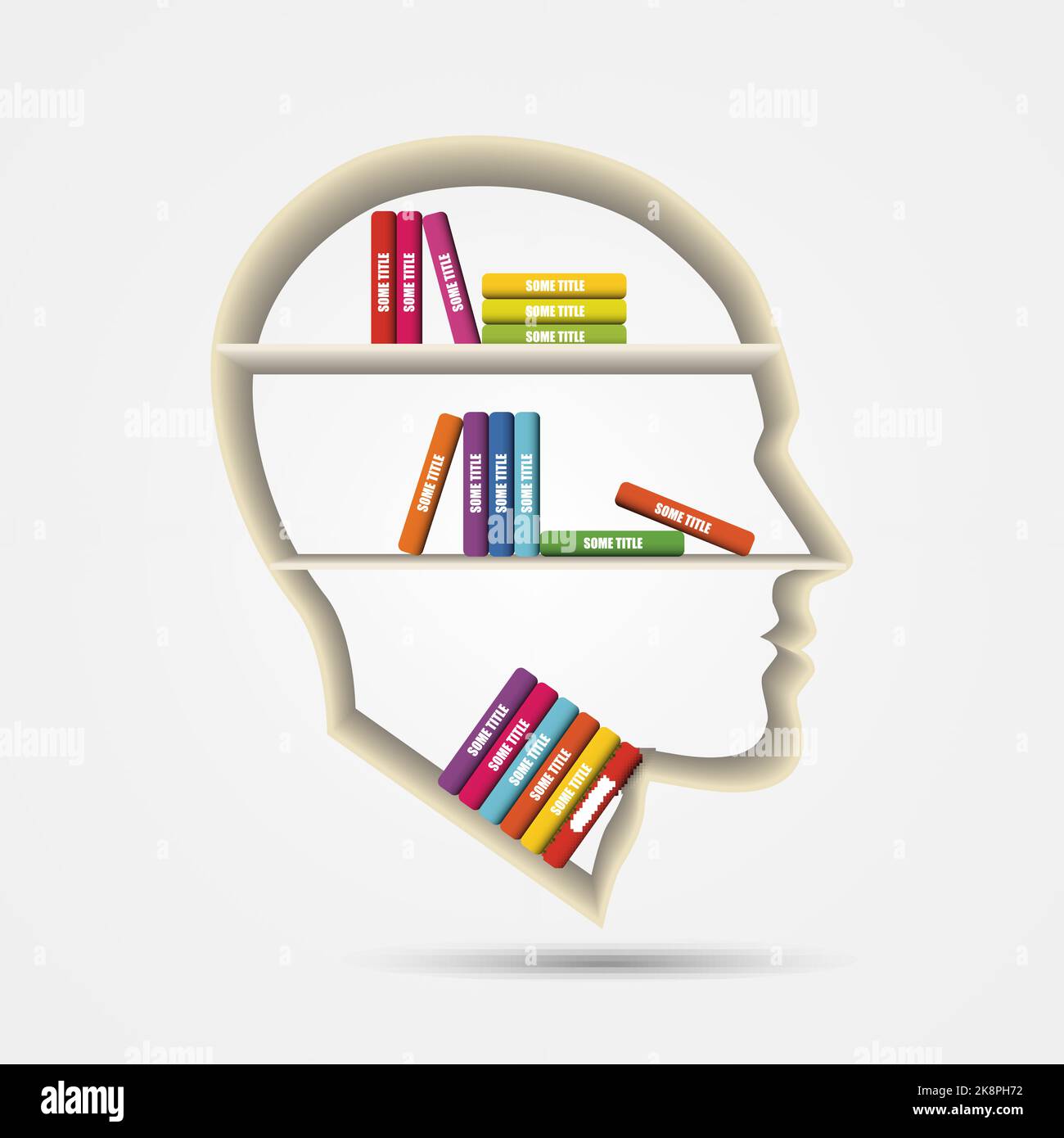 Abstract head with books. Education concept. Vector illustration Stock ...