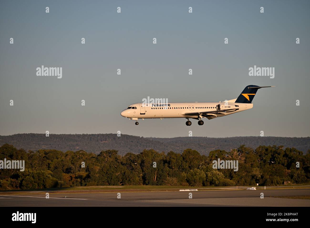 The view of Alliance plane landing at Perth airport. Australia Stock ...