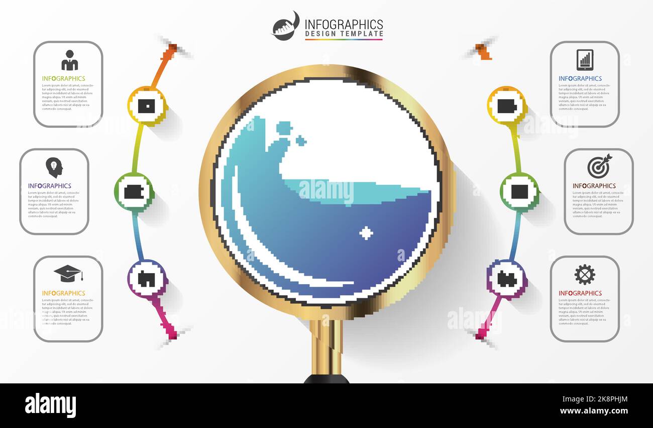 Infographics template. Business concept with magnifier. Vector ...