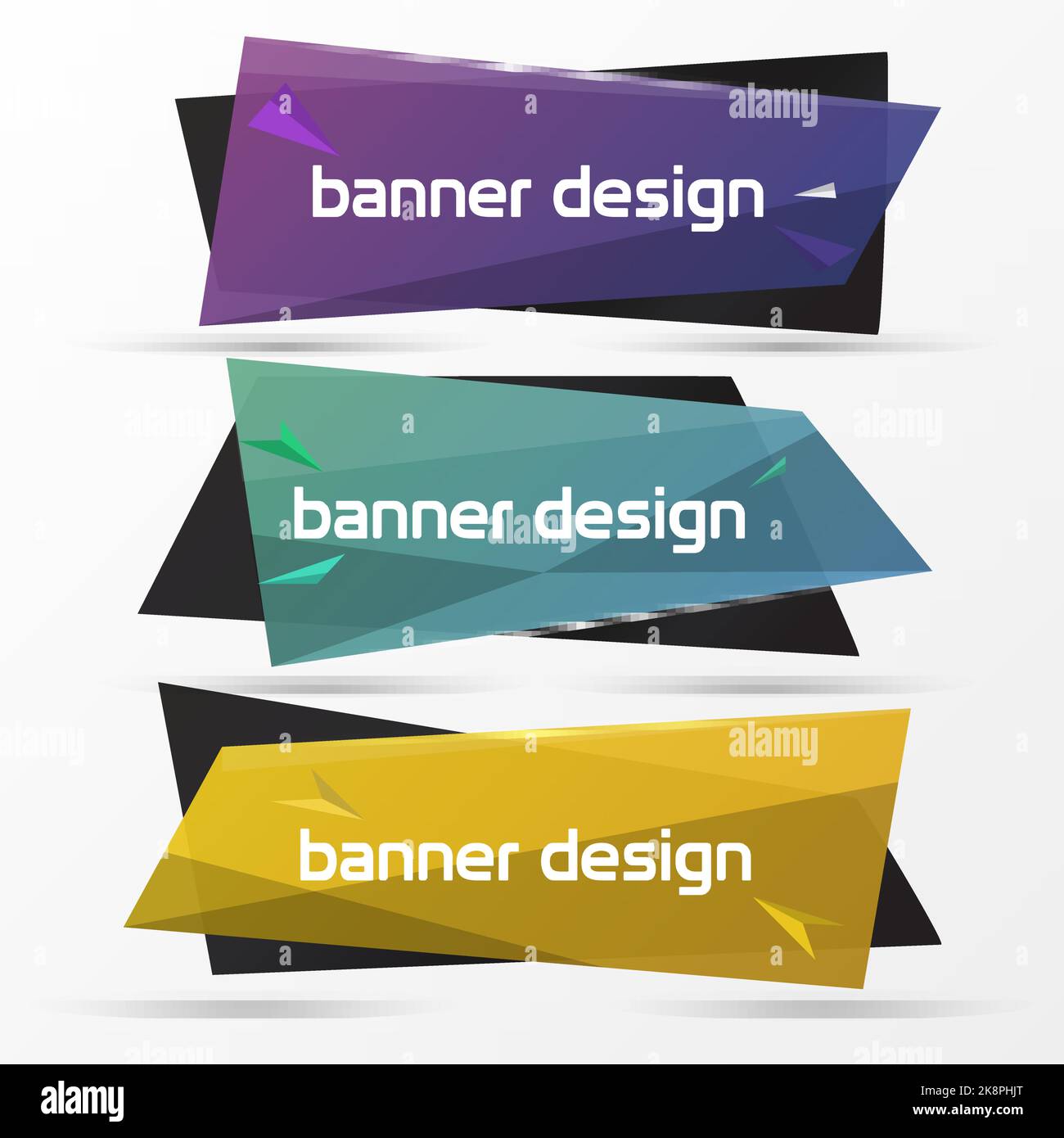 Banner design template. Modern origami style. Set of three abstract ...