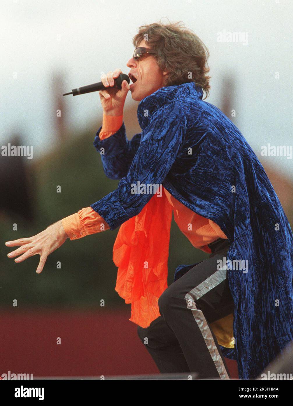 Oslo. Mick Jagger in famous pose at Valle Hovin in Oslo on Sunday ...