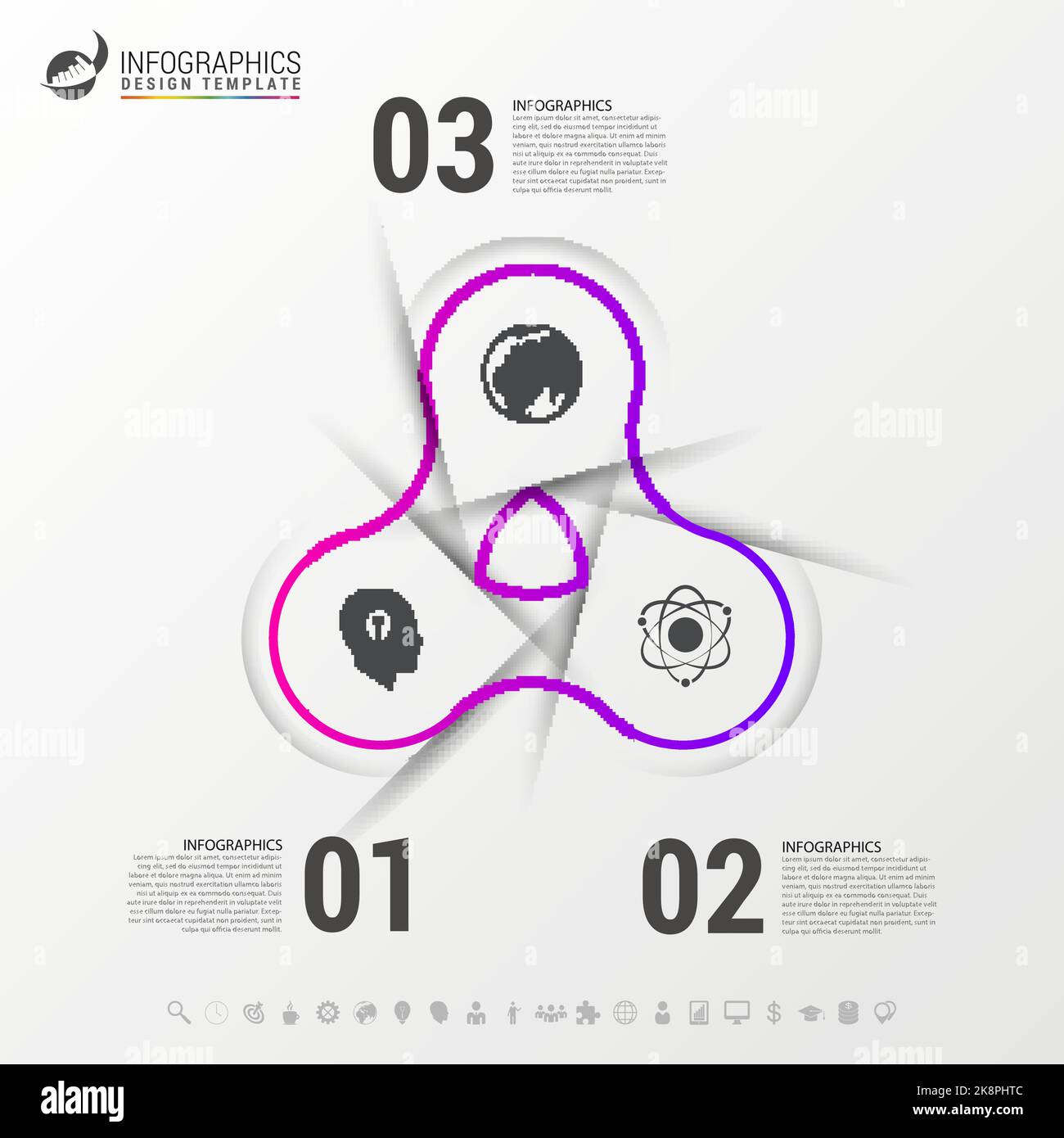 Infographic template. Diagram with 3 steps. Vector illustration Stock ...