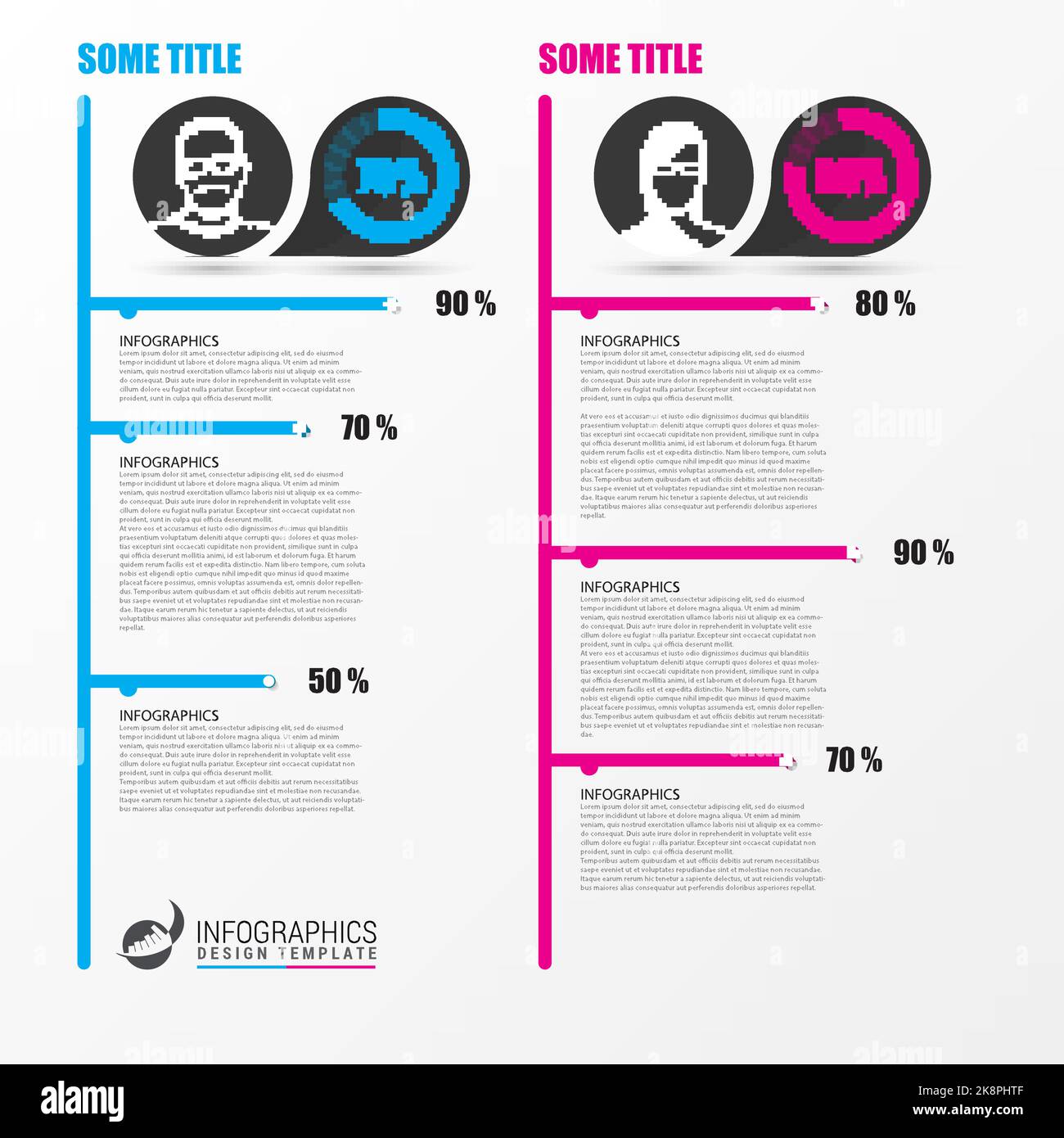 Infographic template. Business concept with 2 people. Vector ...