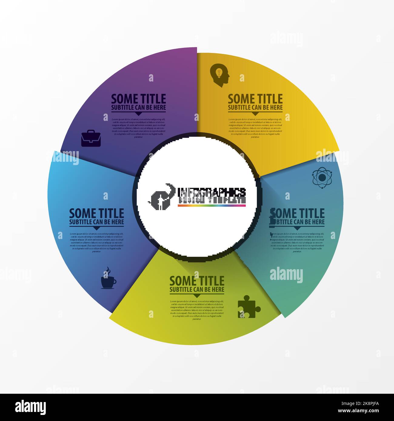Circle template with 5 steps. Infographic design concept. Vector ...