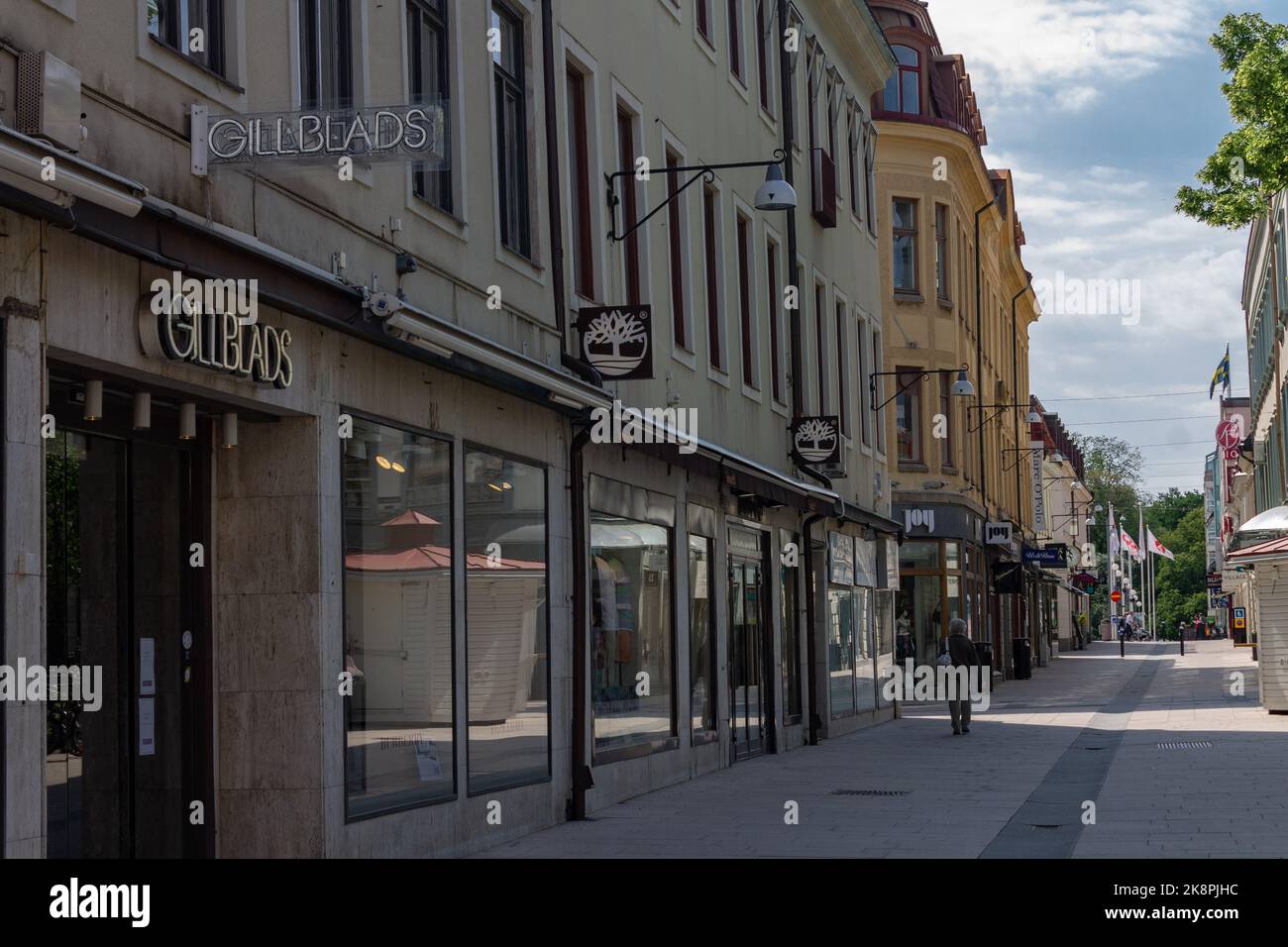 An alley with historic beautiful buildings in downtown Gothenburg ...