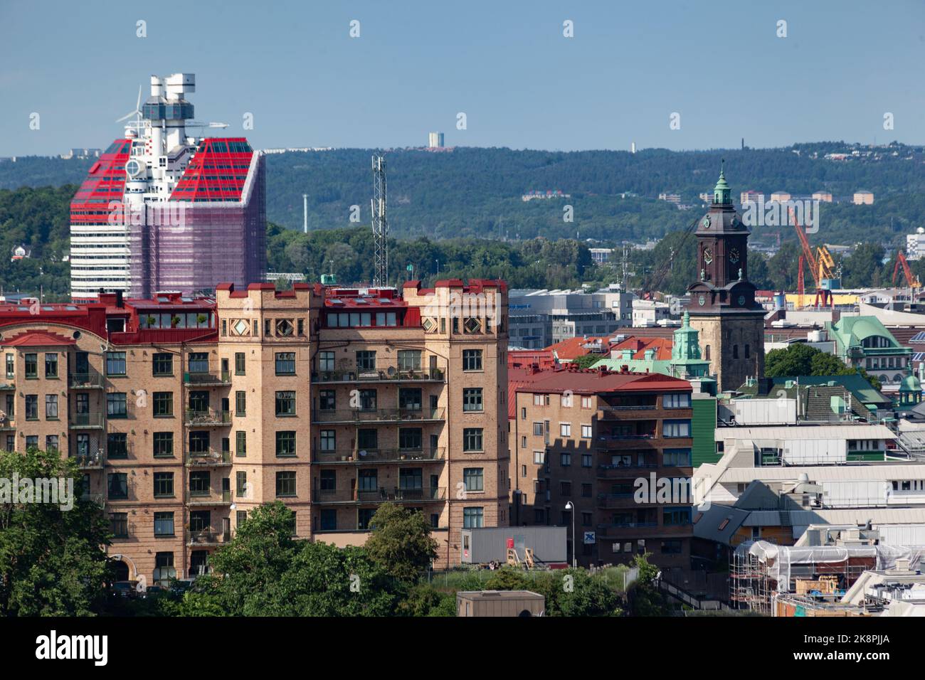 An aerial view of the historic skyline of buildings in downtown ...