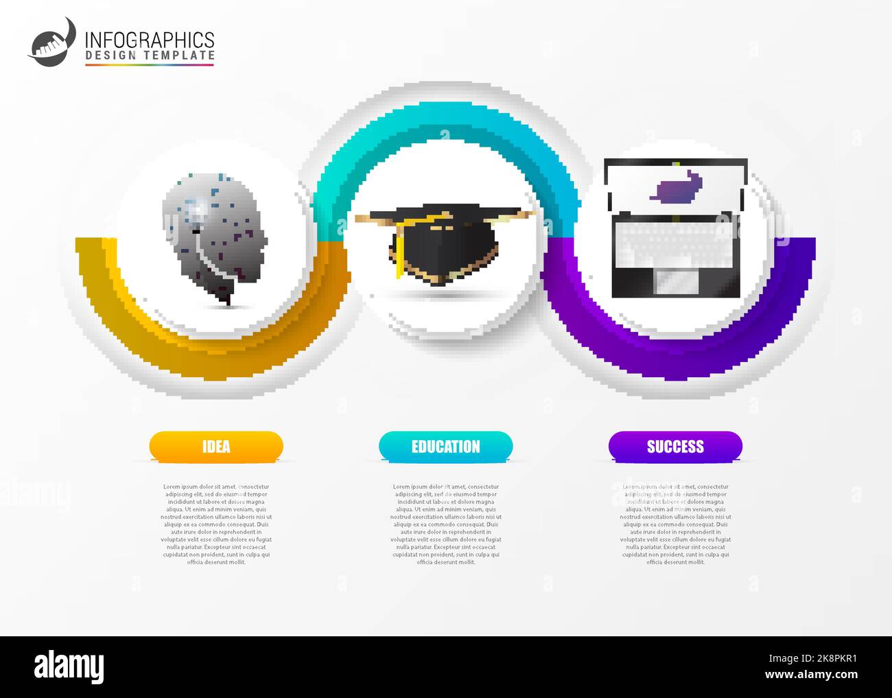 infographics design template with 3 steps. can be used for workflow ...