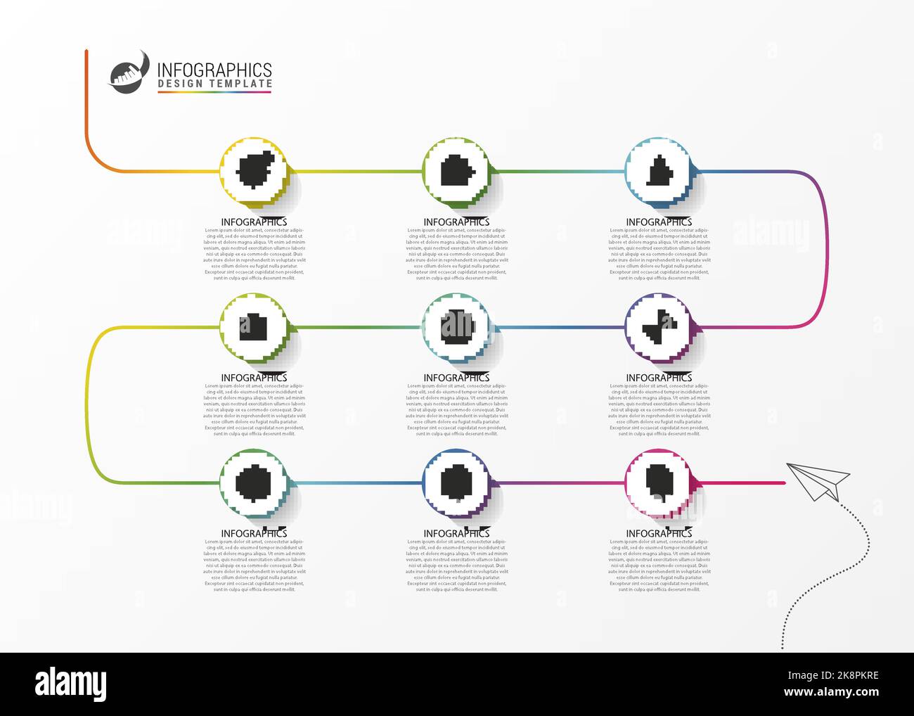 Abstract colorful business path. Timeline infographic template. Vector ...