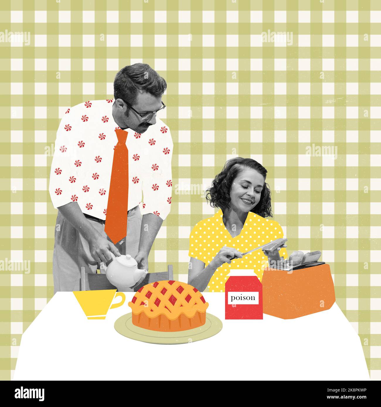 Contemporary art collage. Creative design in retro style. Beautiful ...