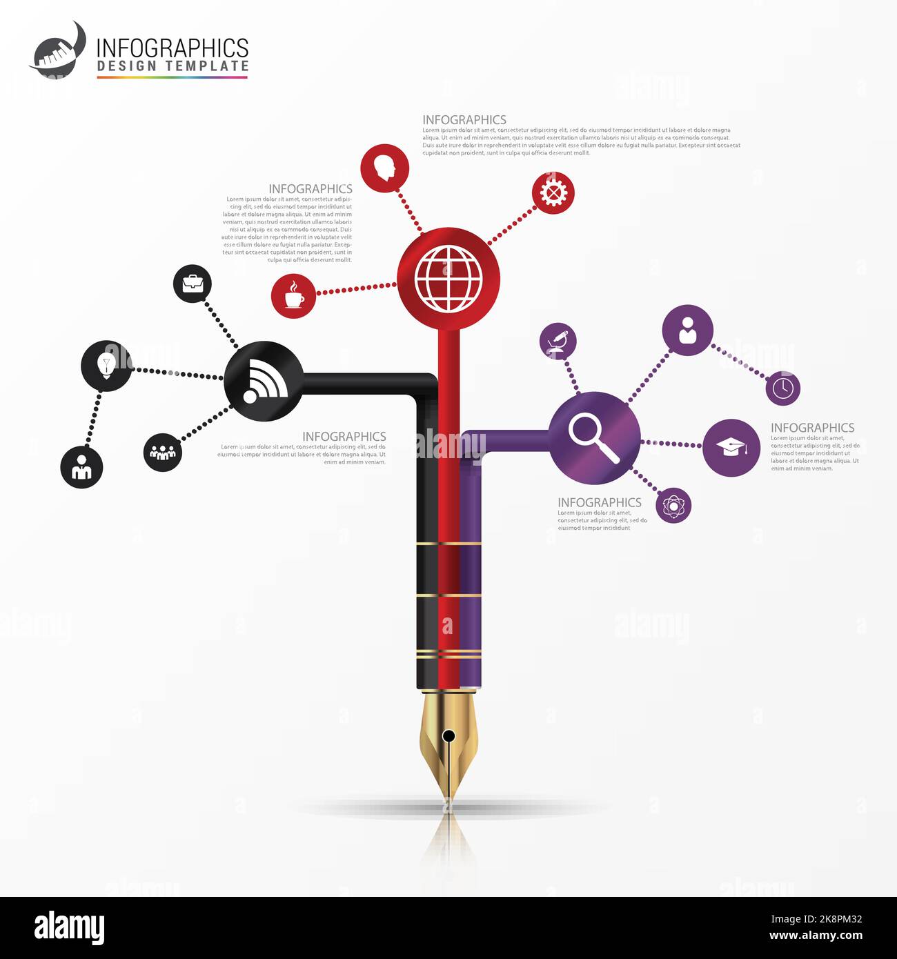 Education pen. Infographics design template. Vector illustration Stock ...
