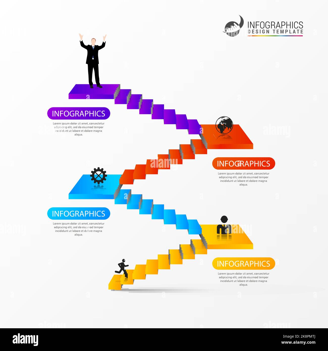 Abstract 3d stairs. Infographic or timeline template. Vector ...