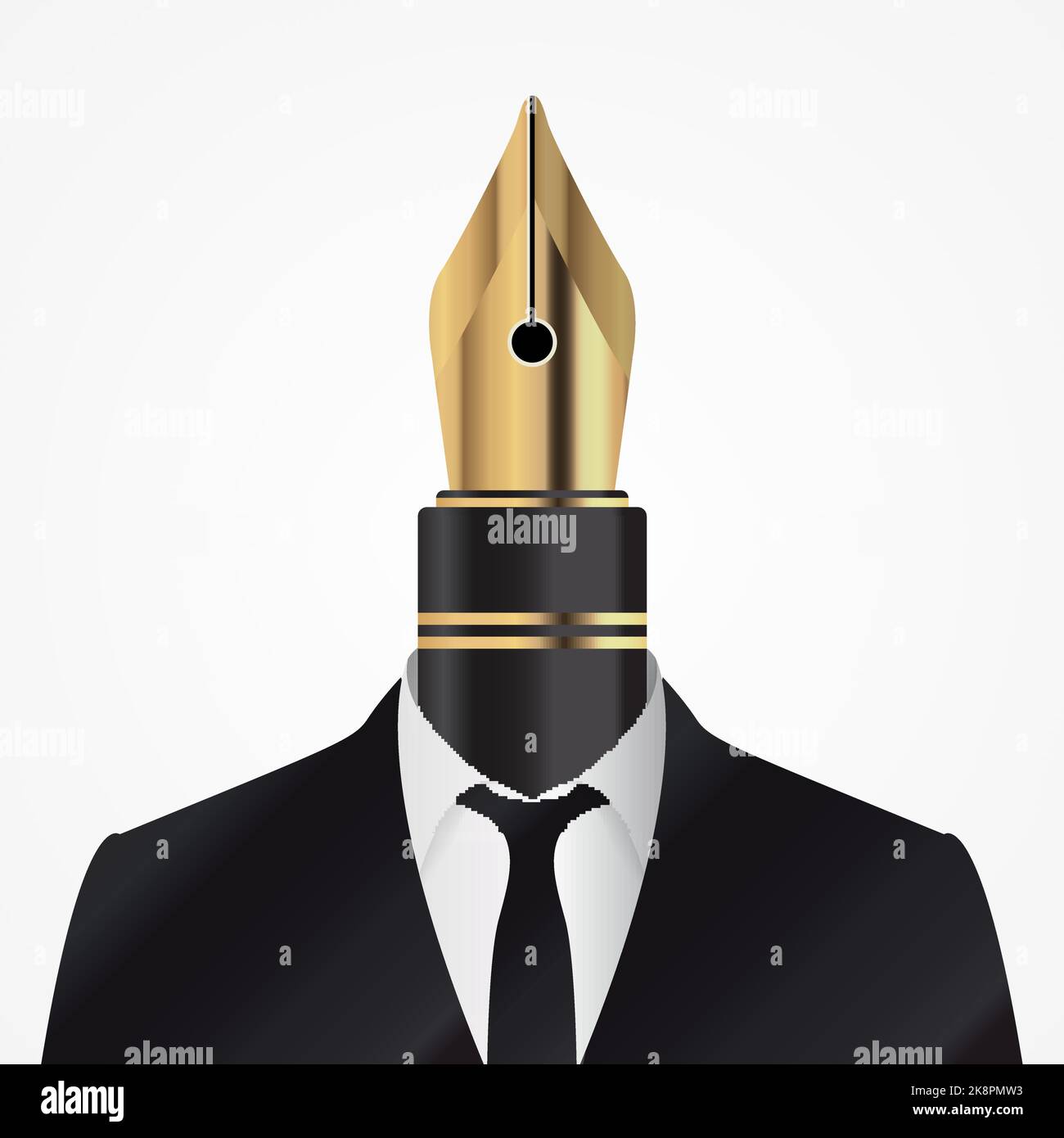 Man in suit with pen. Illustrator avatar. Vector illustration Stock ...